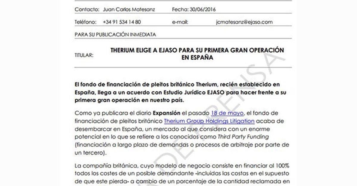 Therium llega a un acuerdo con EJASO | EJASO